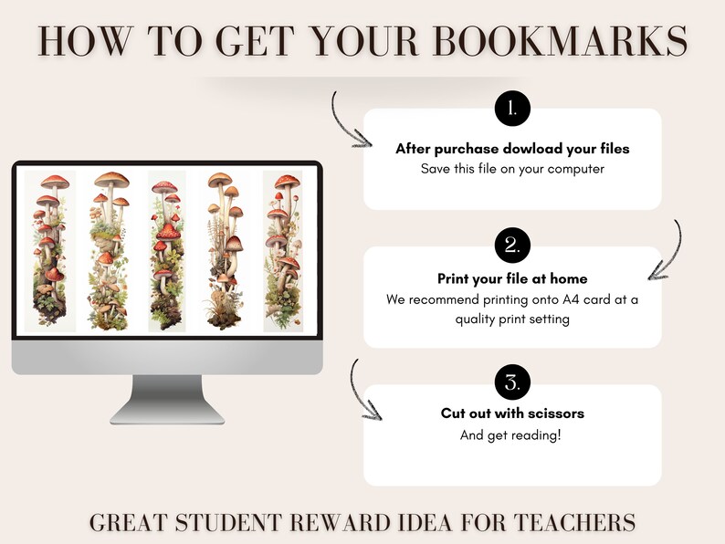 Set of 10 Vintage Mushroom Bookmarks Printable Mushroom Bookmark ...