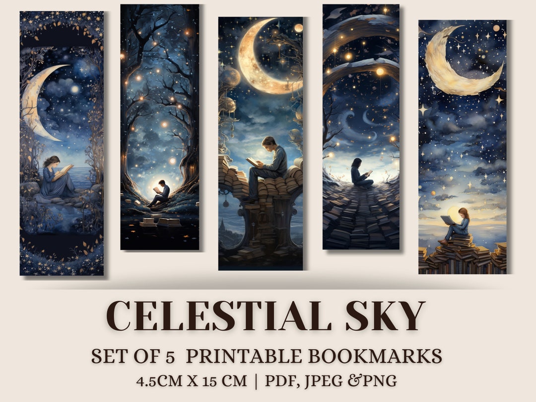 Celestial Bookmarks: Moon & Stars Reader Gift (digital Download) - Etsy