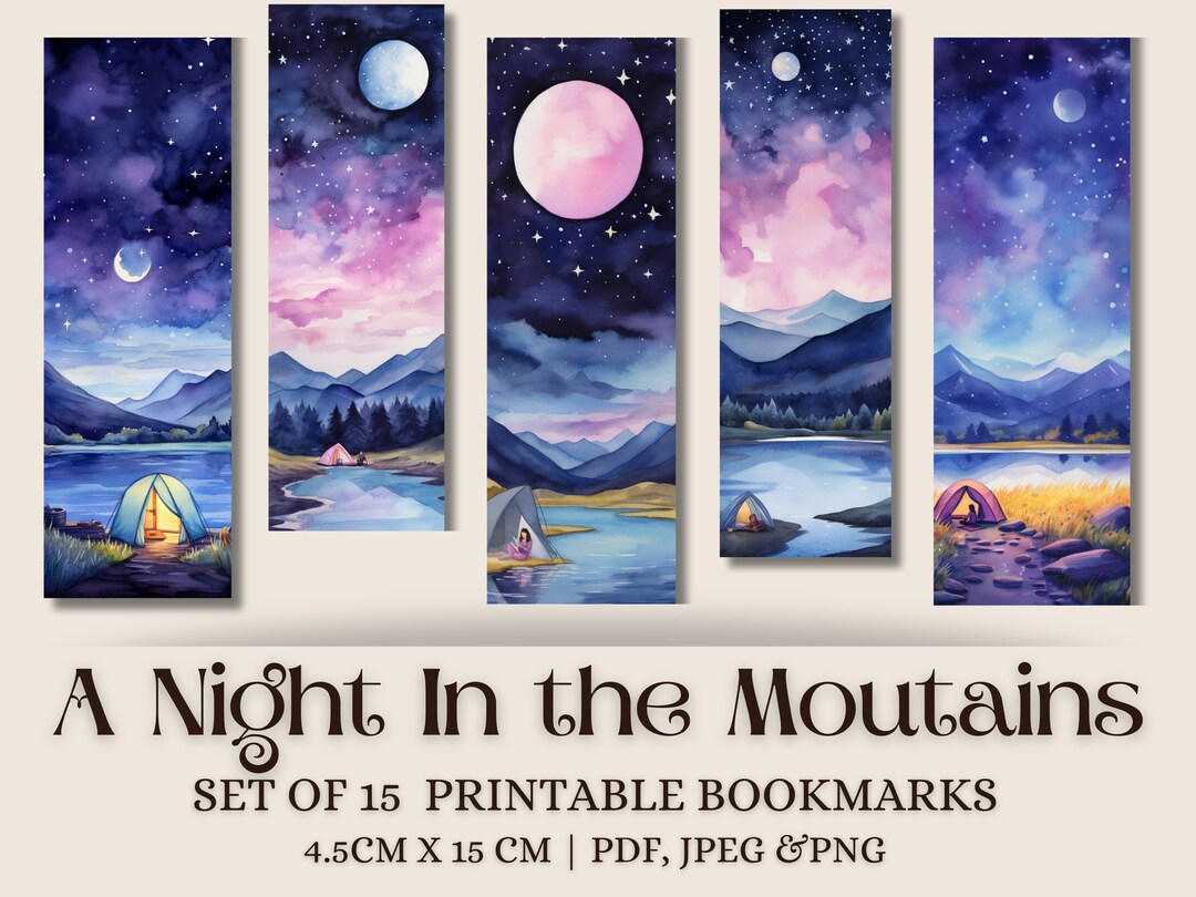 Set of 15 Starry Night Printable Bookmark Stars and Moon - Etsy