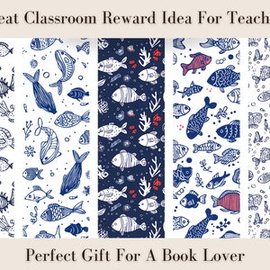 10 Fish Printable Bookmarks | Sea Creature Bookmark | Pattern Bookmark ...