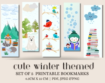 Winter Bookmarks Printable Bookmarks Digital (Download Now) - Etsy