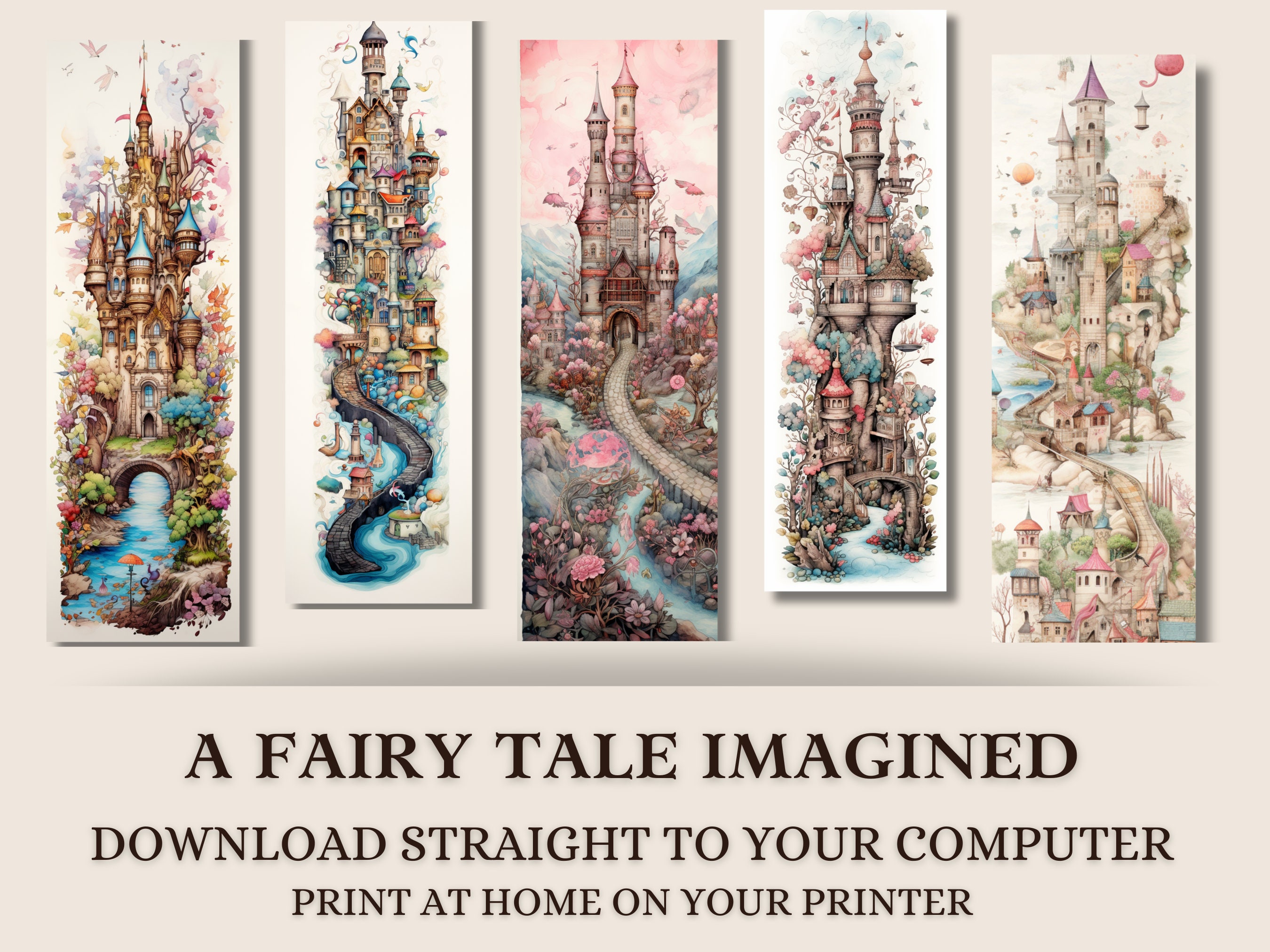 10 Fairy Tale Bookmarks | Printable Watercolour Bookmark | Fantasy ...