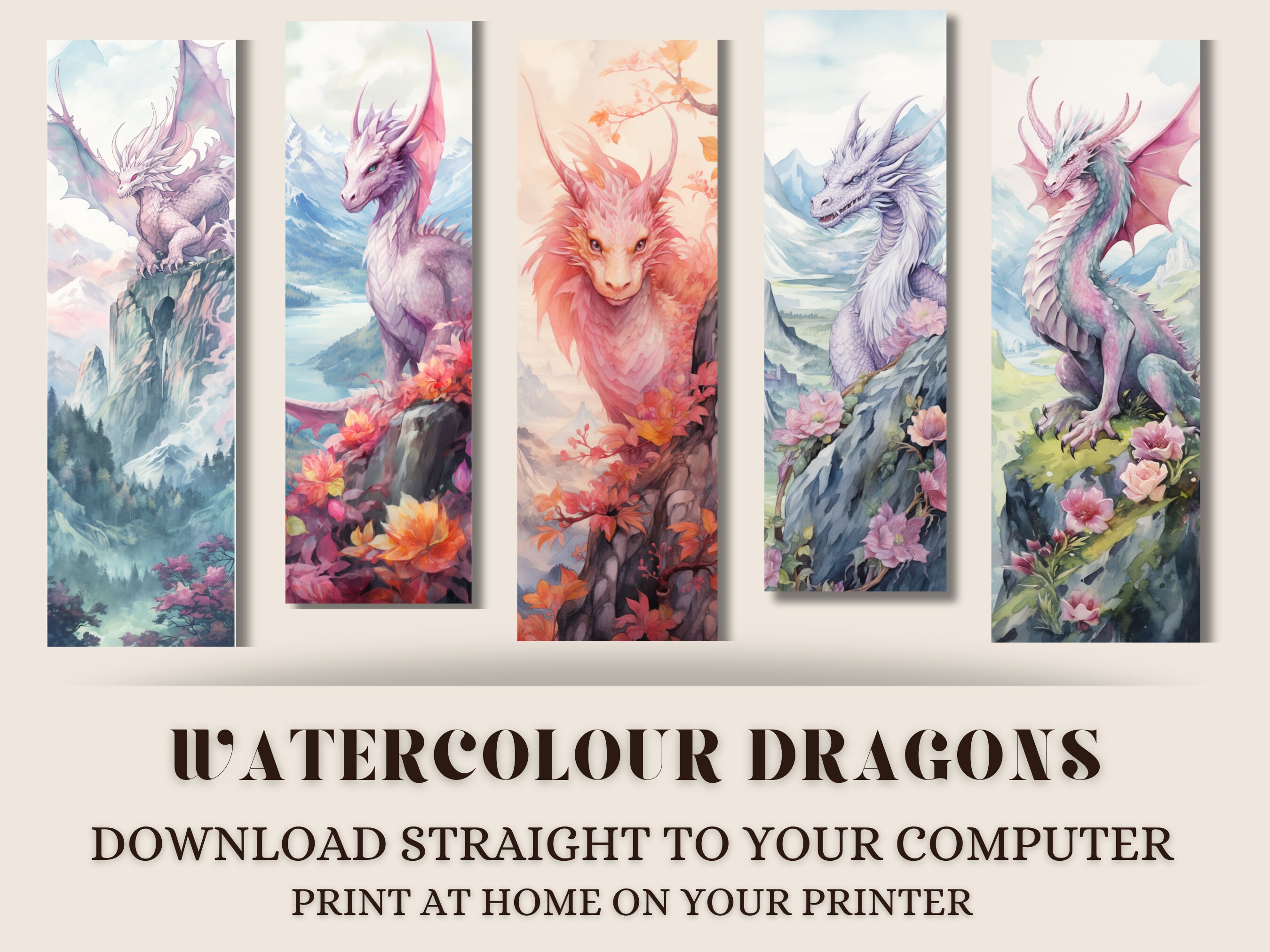 Dragon Printable Bookmark | Dragon Bookmarks for Her | Romance ...