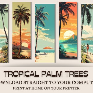Tropical Palm Tree Bookmarks: Vintage Beach Designs (digital Download ...