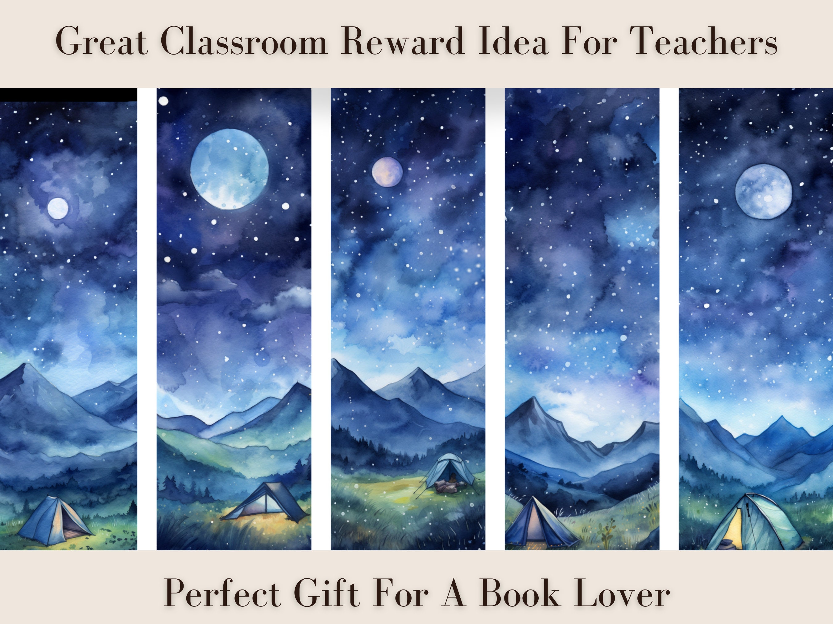 Set of 15 Starry Night Printable Bookmark Stars and Moon - Etsy