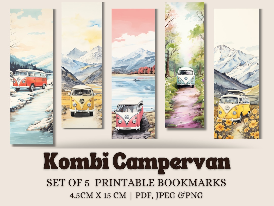 Kombi Bookmarks | Printable Travel Bookmark | Travel Gift for Book ...