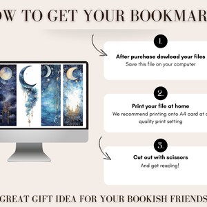 Set of 5 Watercolor Starry Night Bookmark Printable Night Sky Bookmark ...