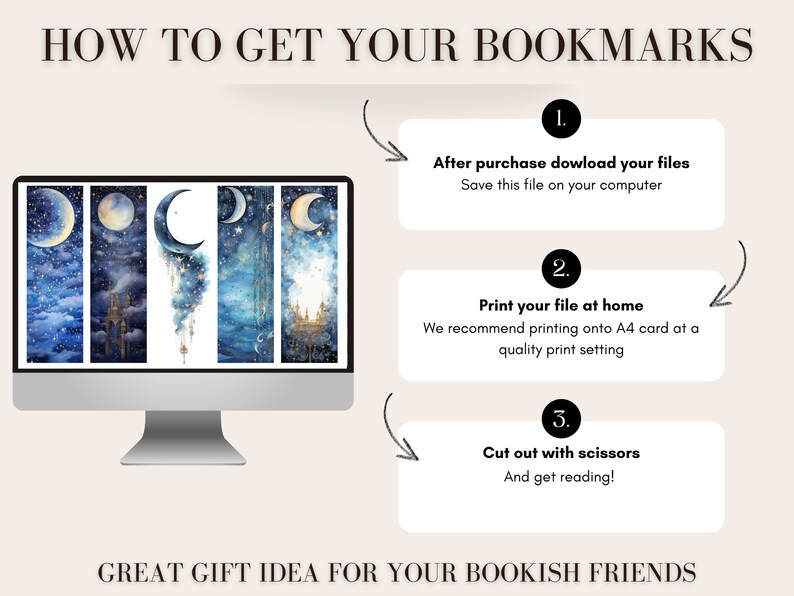 Set of 5 Watercolor Starry Night Bookmark Printable Night Sky Bookmark ...