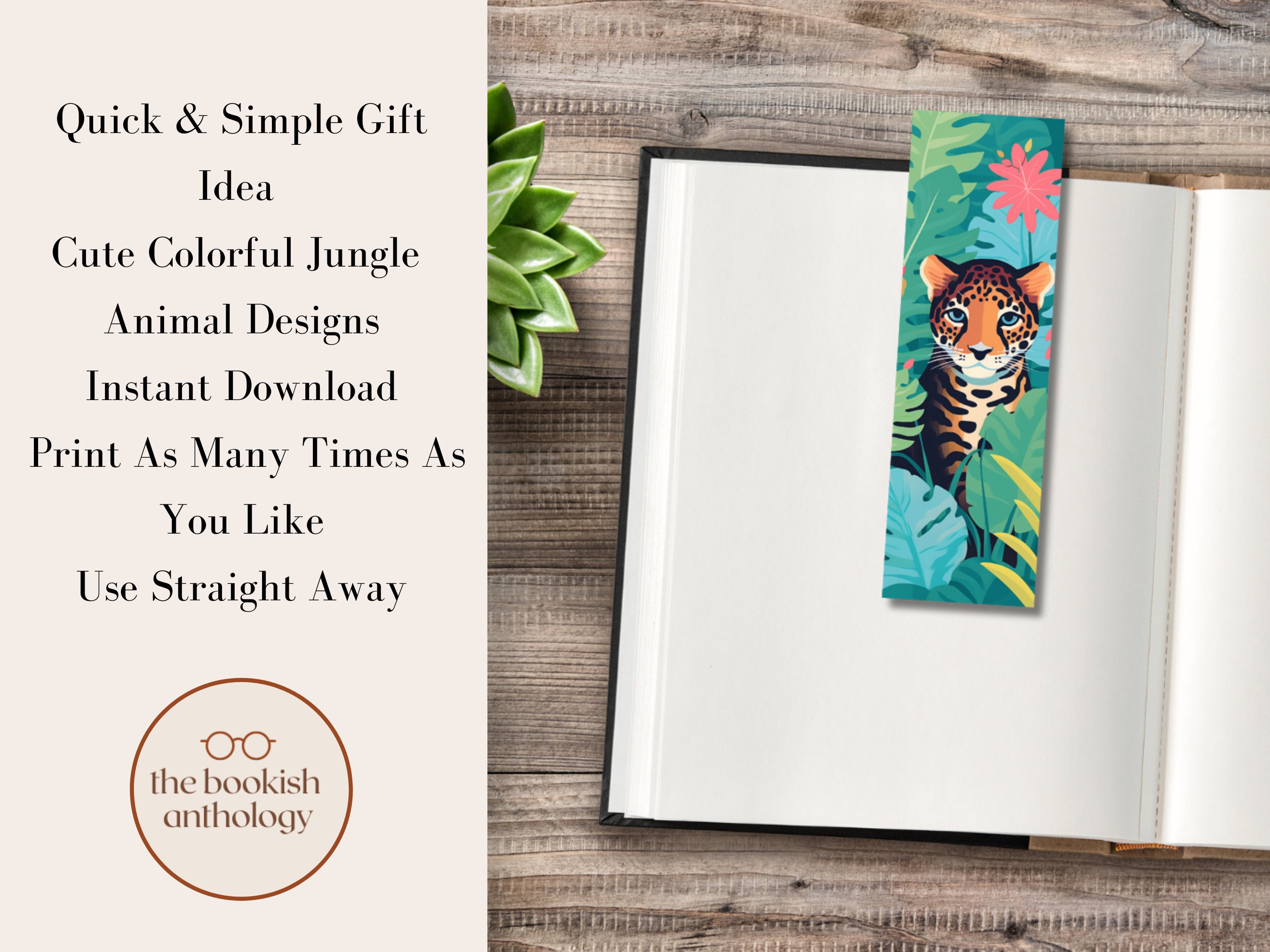 Jungle Animal Printable Bookmark | Cute Animals Bookmark | Bookmarks ...