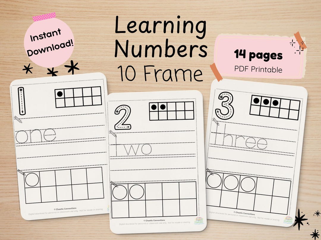 Learning Numbers 10 Frame Activity Pack | Toddler Math Worksheets (PDF ...