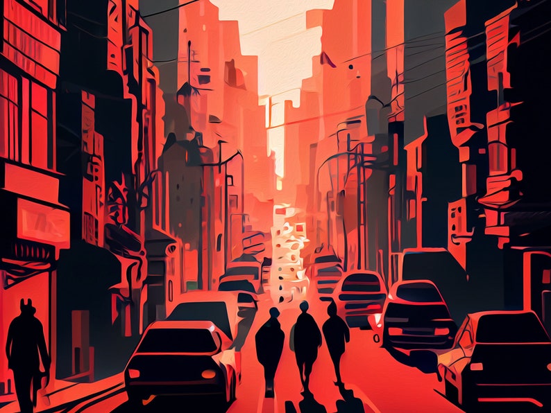 City Street Digital Art – Hi-res Printable File – Retouched AI ...