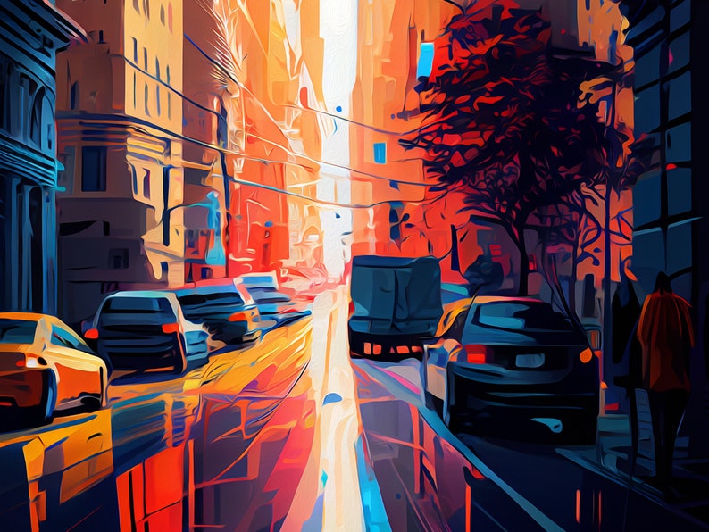 City Street Digital Art – Hi-res Printable File – Retouched AI ...