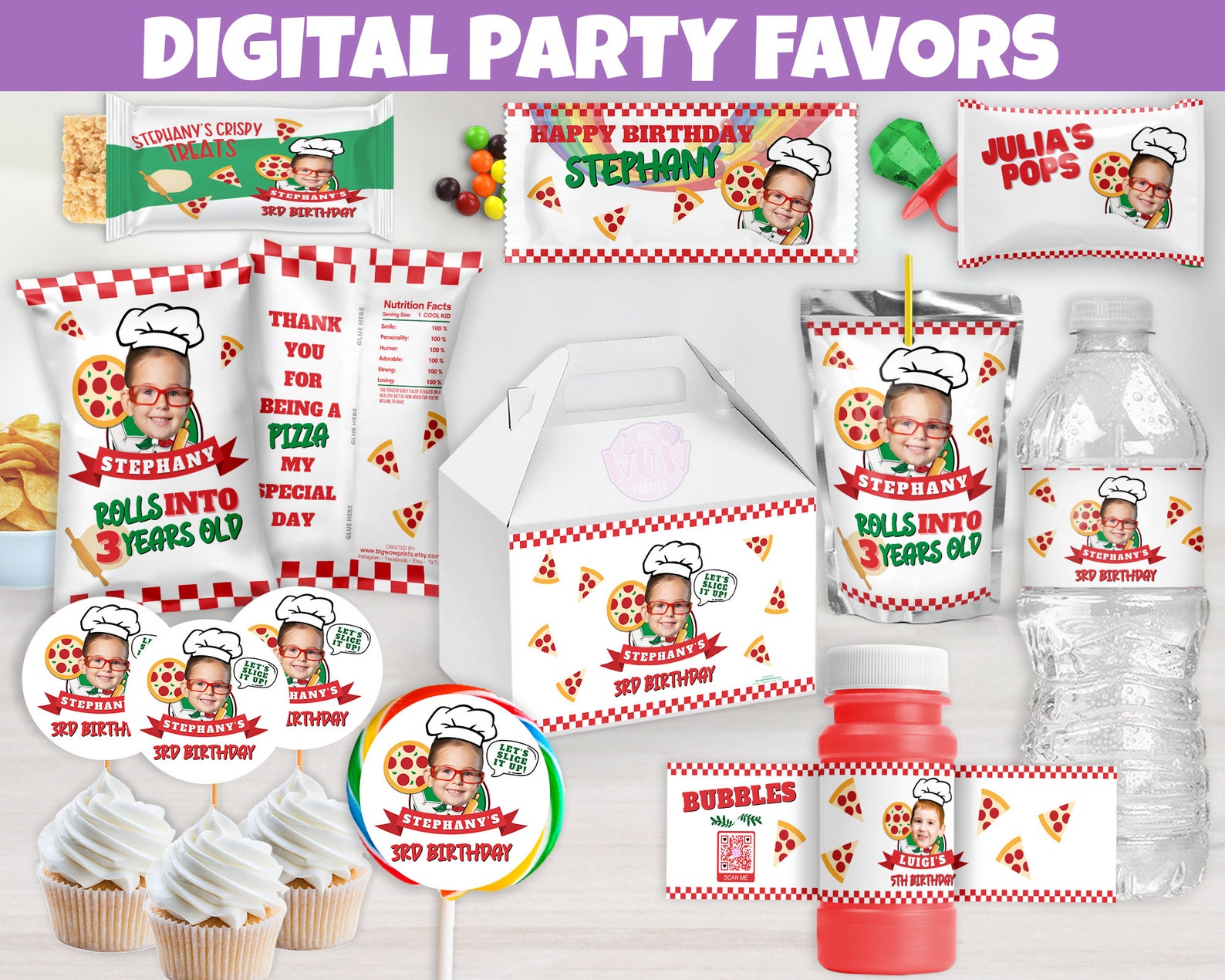 Pizza Birthday Chip Bag Labels Assembly Required Pizza Party - Etsy