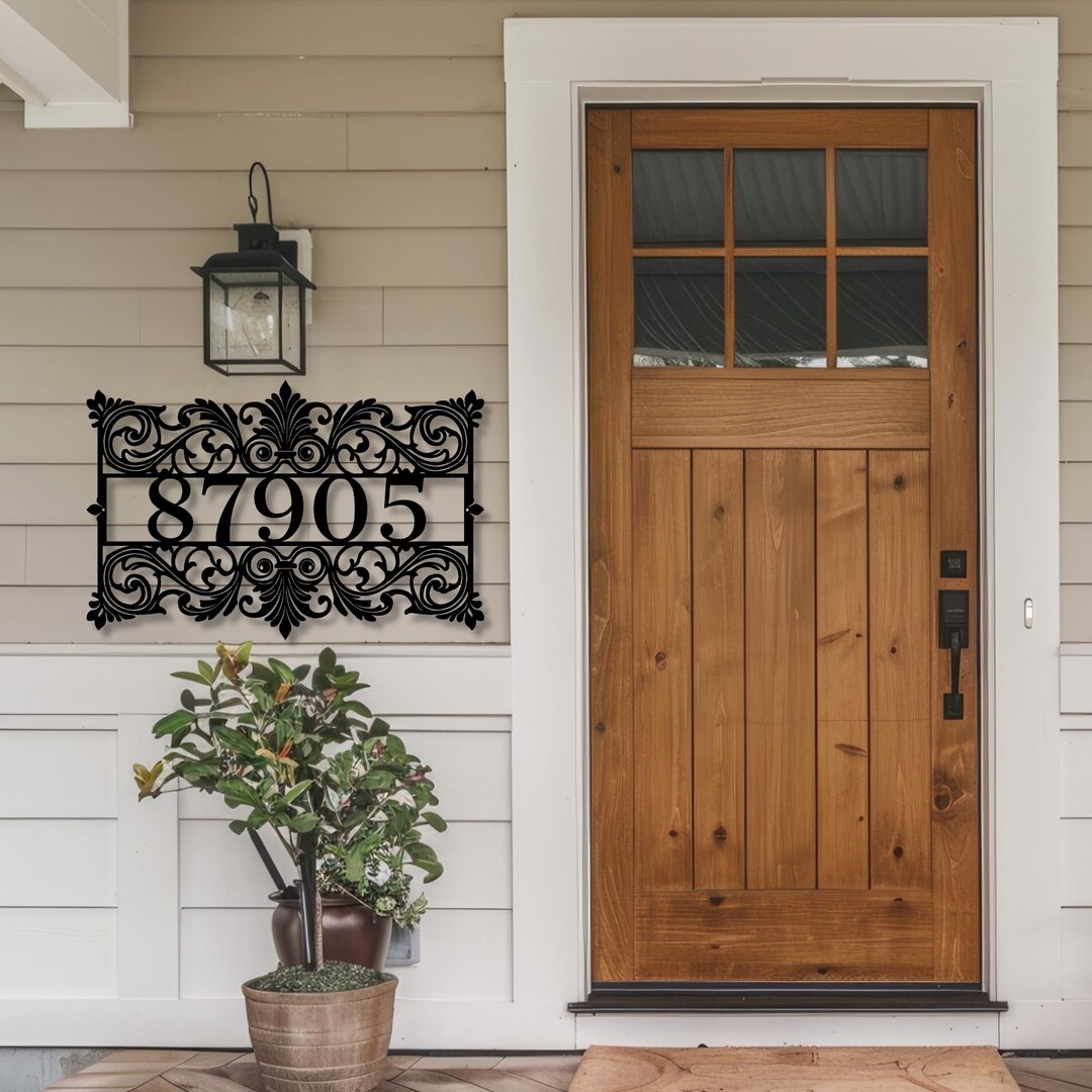 Personalized Metal Scrollwork Address Sign – Customizable House Number ...