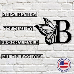 Metal Butterfly Sign / Butterfly Letter Sign / Letter Monogram Sign ...