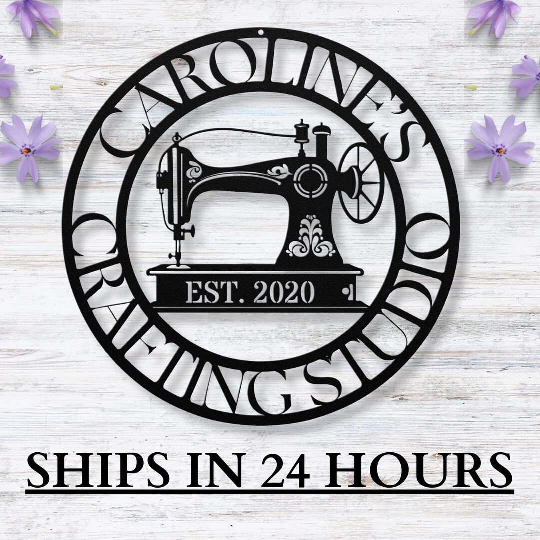 Personalized Metal Craft Room Sign – Custom Sewing Machine Wall Art ...