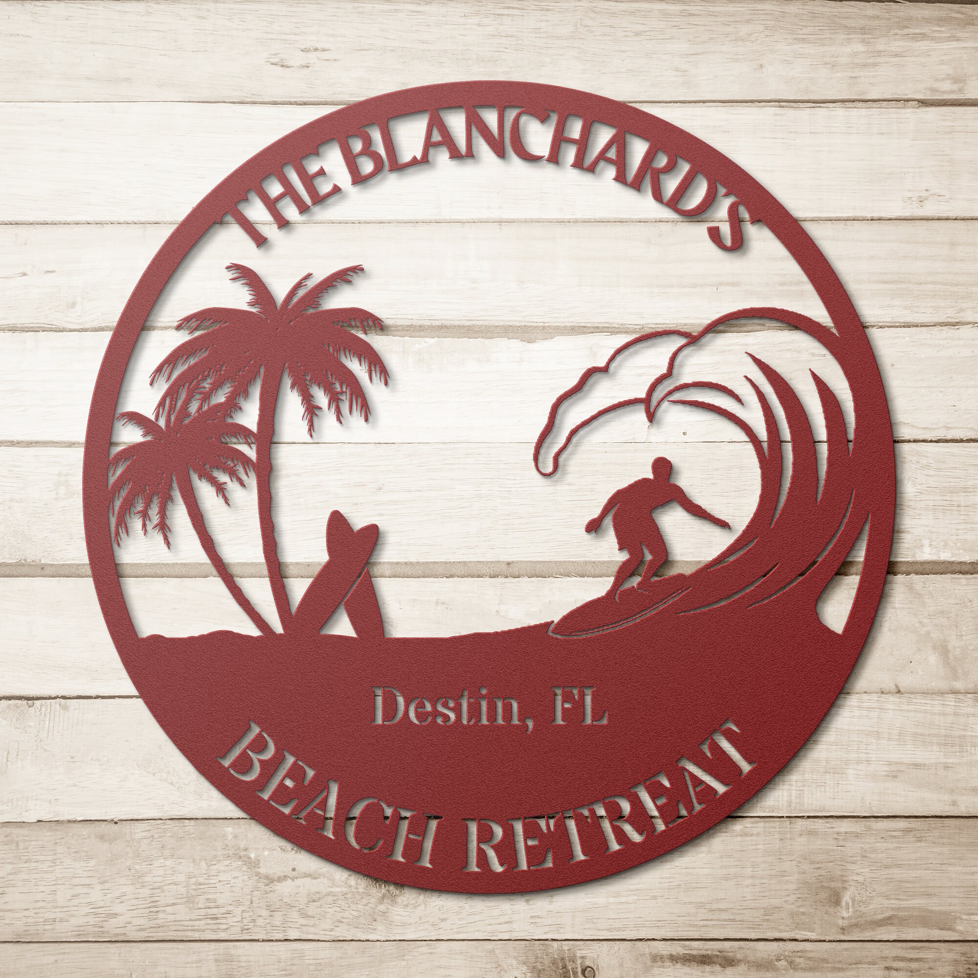 Personalized Metal Beach House Sign - Custom Coastal Wall Art | Rust ...