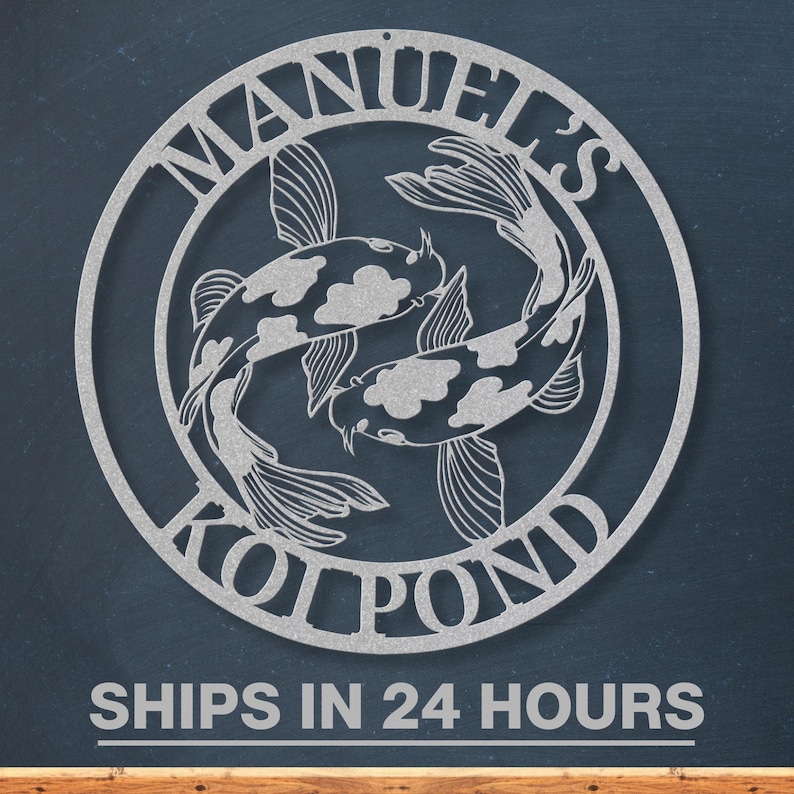 Personalized Metal Koi Pond Sign, Custom Outdoor Pond Decor, Koi Fish ...