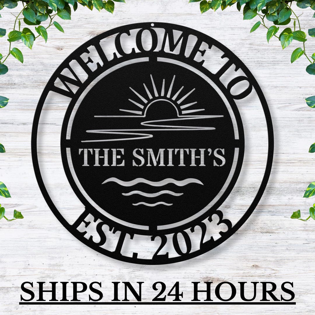 Custom Metal Beach House Sign - Personalized Coastal Wall Art ...