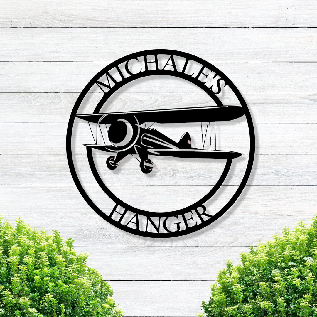 Airplane Hangar Metal Sign / Personalized Pilot Name Sign / Custom ...