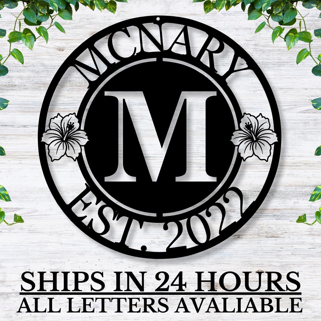 Personalized Metal Last Name Sign With Monogram and Established Date ...