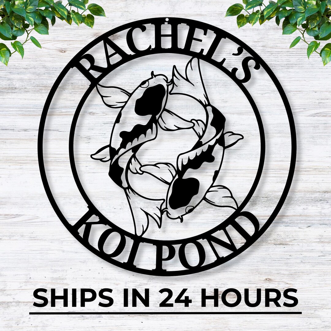 Personalized Metal Koi Pond Sign, Custom Outdoor Pond Decor, Koi Fish ...