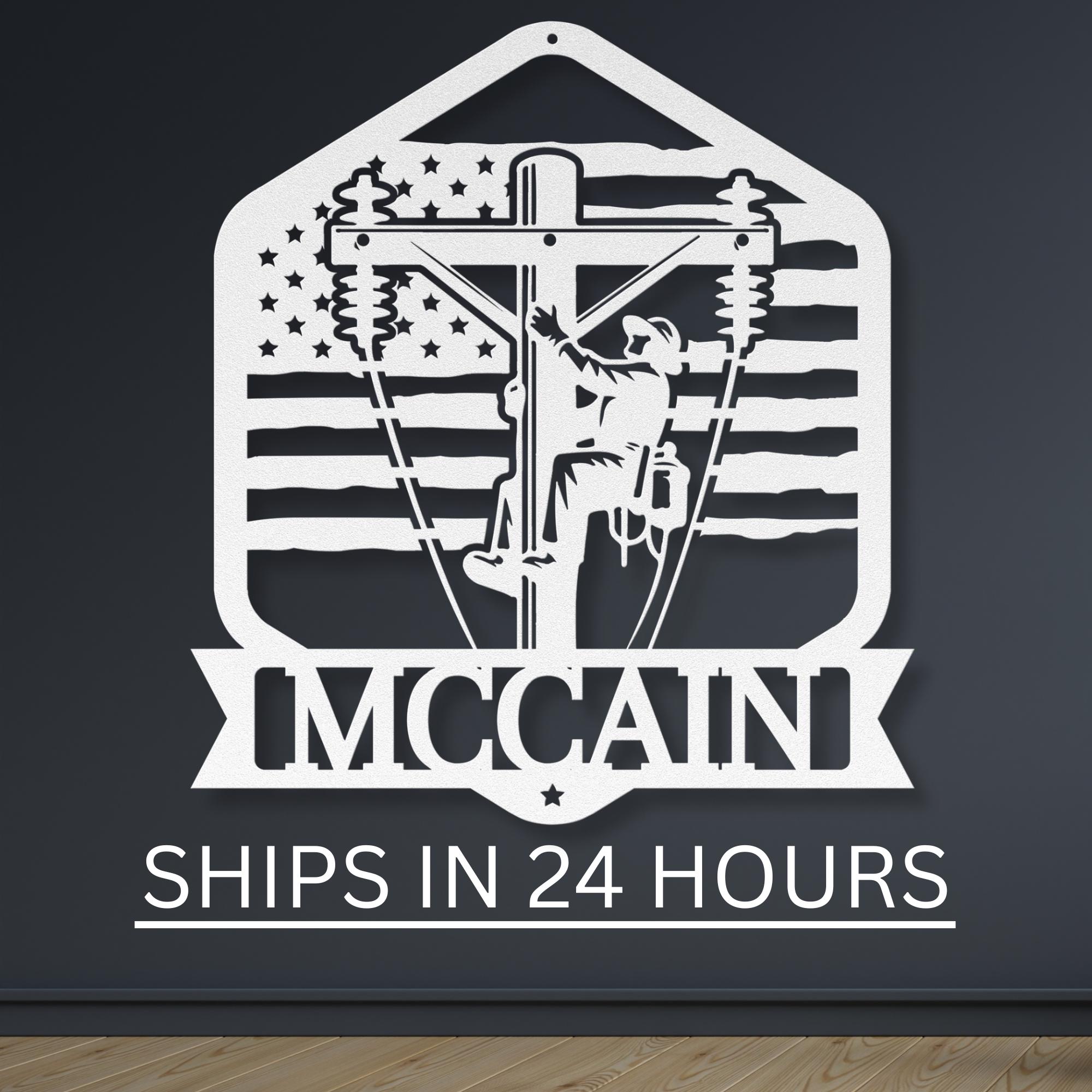 Custom Lineman Metal Wall Sign / Personalized Lineman Metal Wall Art ...