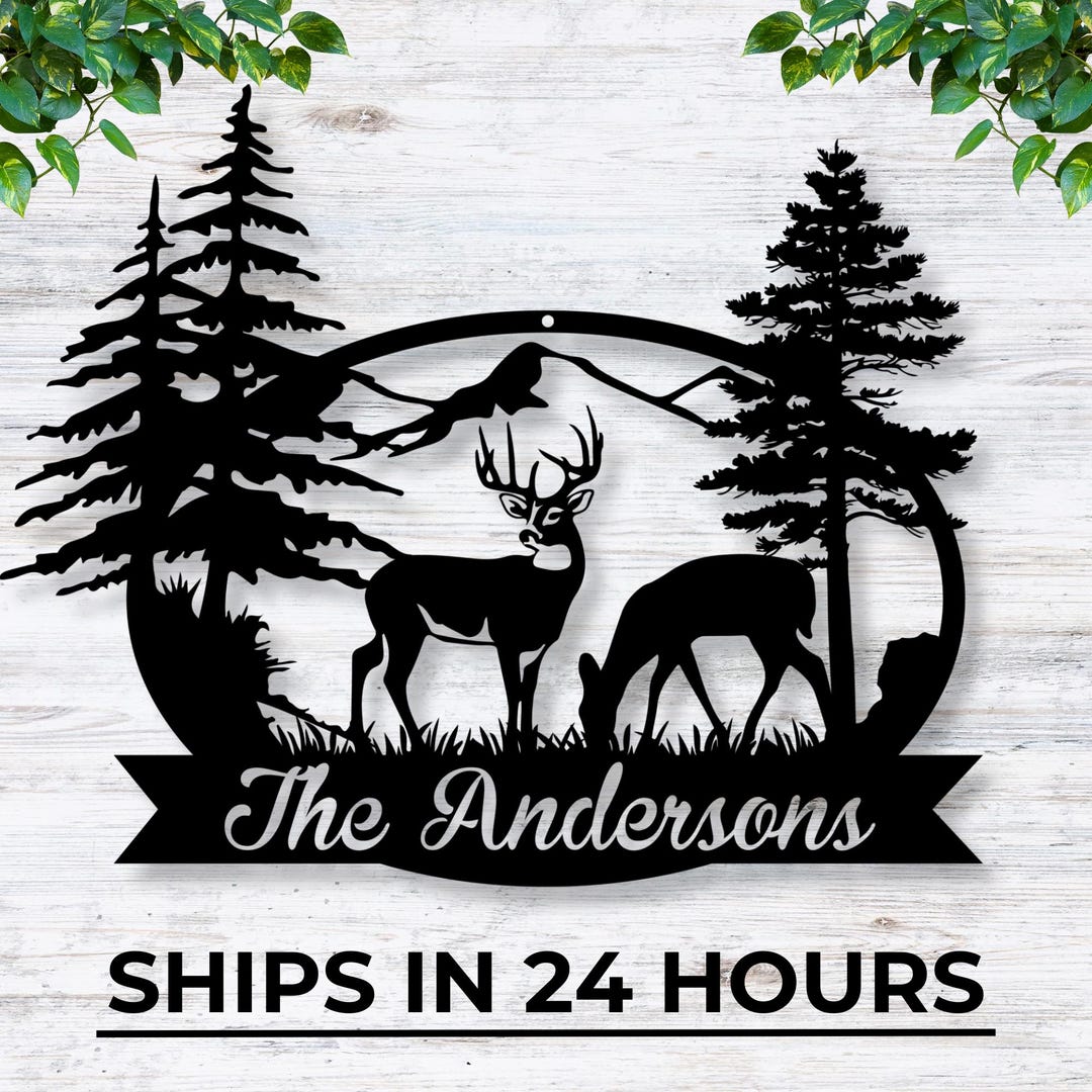 Personalized Metal Deer Sign, Custom Wildlife Wall Art, Rustic Deer ...