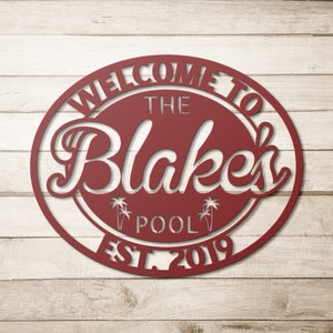 Personalized Backyard Pool Metal Sign / Outdoor Wall Decor / Metal Wall ...
