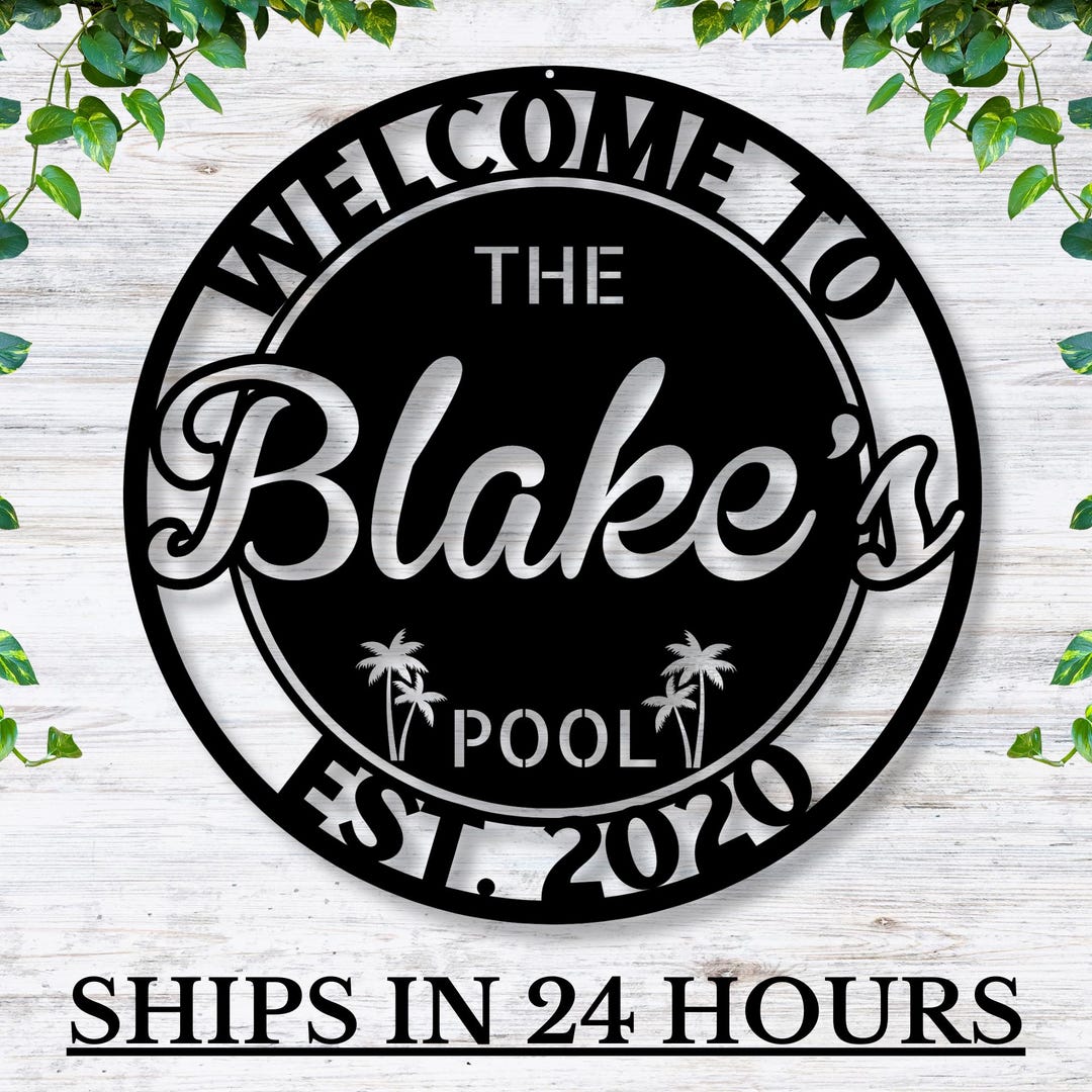 Personalized Family Name Pool Sign / Custom Metal Poolside Decor ...