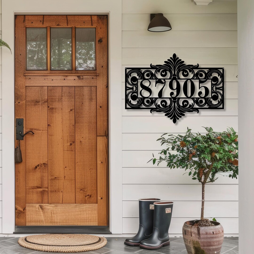 Personalized Metal Scrollwork Address Sign – Customizable House Number ...