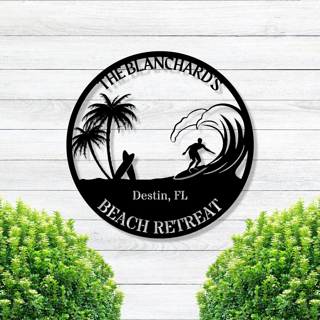Personalized Metal Beach House Sign - Custom Coastal Wall Art | Rust ...