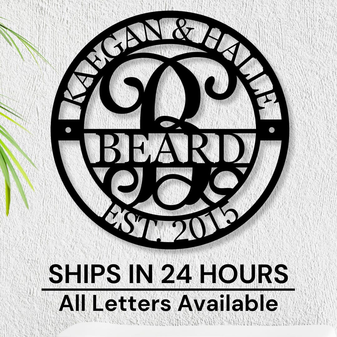 Personalized Metal Split Monogram Sign / Custom Couples Name, Last Name ...