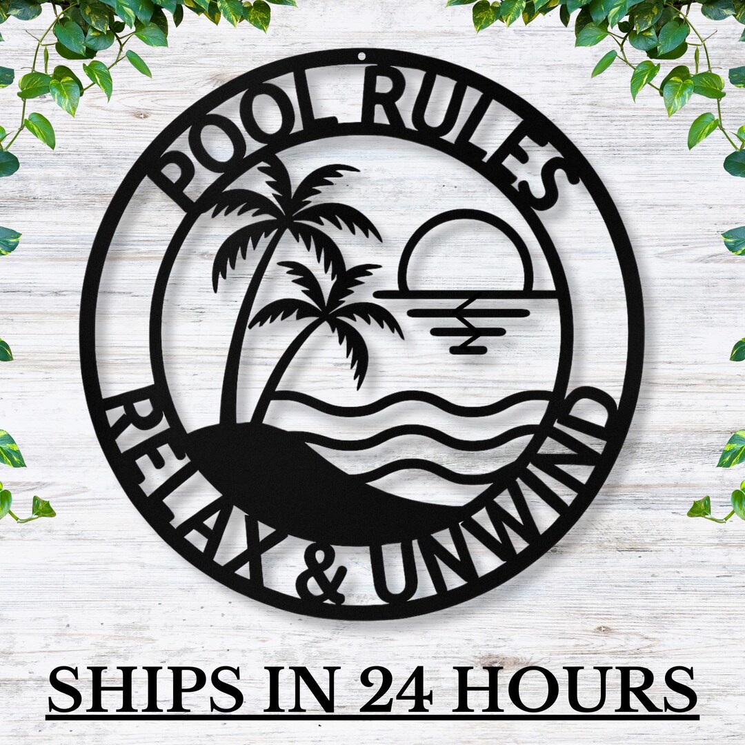 Personalized Family Name Pool Sign / Custom Metal Poolside Decor ...
