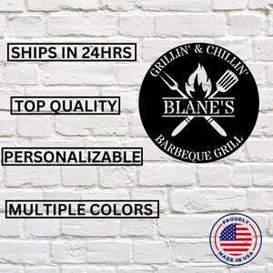 Personalized Metal Grill Sign / Custom Grill Sign / Wall Art / Outdoor ...