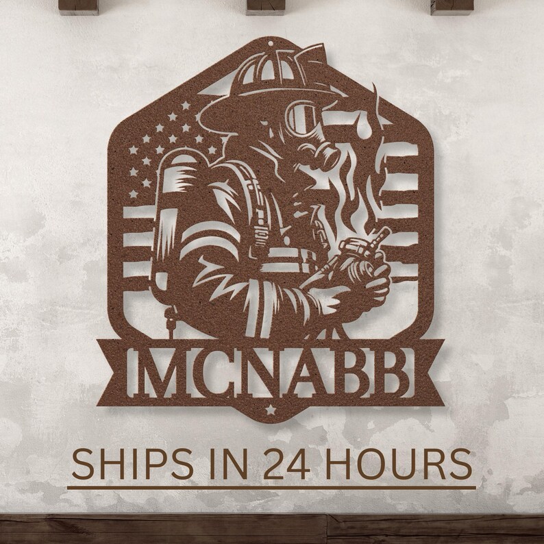 Firefighter Monogram Personalized Metal Sign / Fireman Gift / Firewoman ...