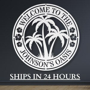 Personalized Metal Backyard Oasis Sign - Custom Outdoor Wall Art | Rust ...