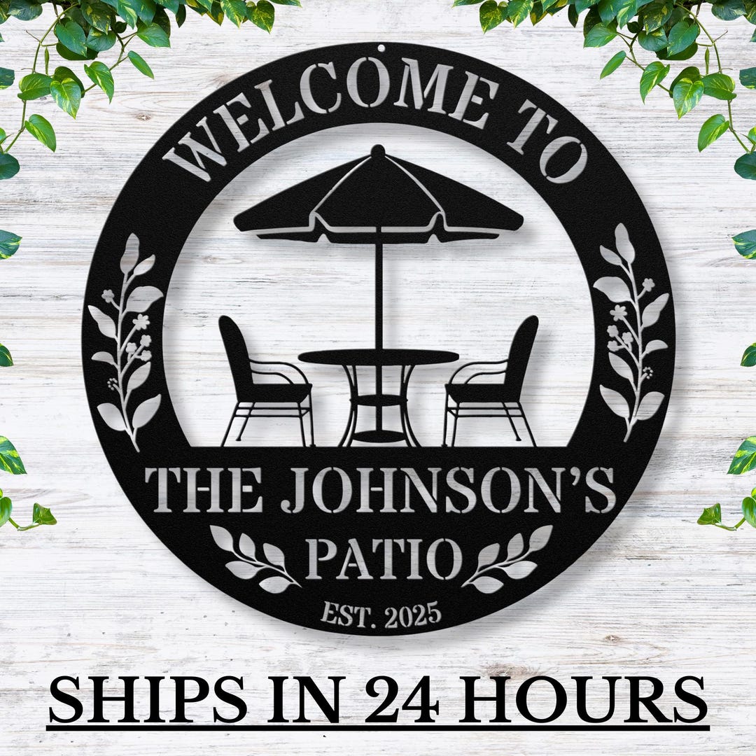 Custom Metal Patio Sign / Personalized Outdoor Name Plaque / Backyard ...