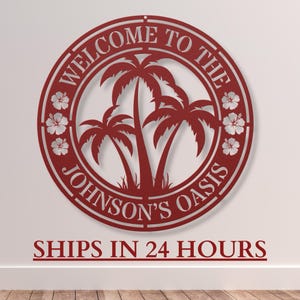 Personalized Metal Backyard Oasis Sign - Custom Outdoor Wall Art | Rust ...