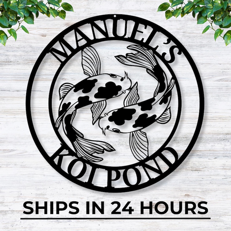 Personalized Metal Koi Pond Sign, Custom Outdoor Pond Decor, Koi Fish ...