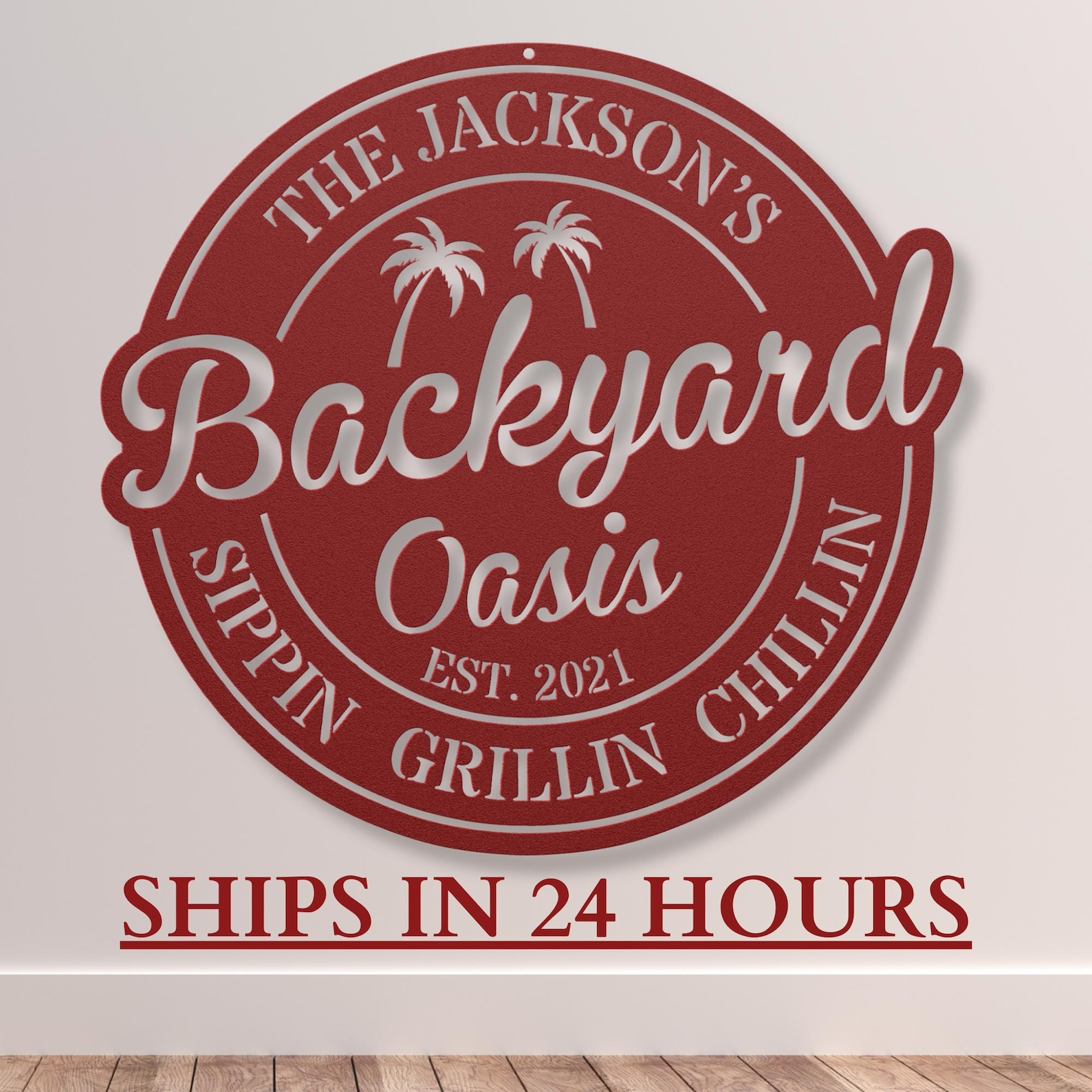 Custom Metal Backyard Oasis Sign - Custom Outdoor Wall Art | Rust-proof ...