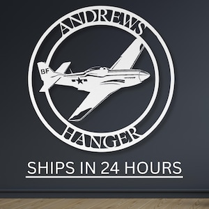 Custom Metal Airplane Hangar Sign / Personalized Pilot Name Sign ...