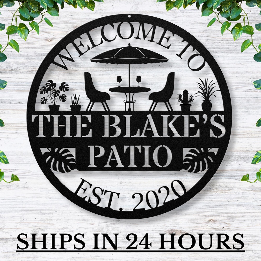 Personalized Metal Patio Sign / Custom Outdoor Name Plaque / Backyard ...