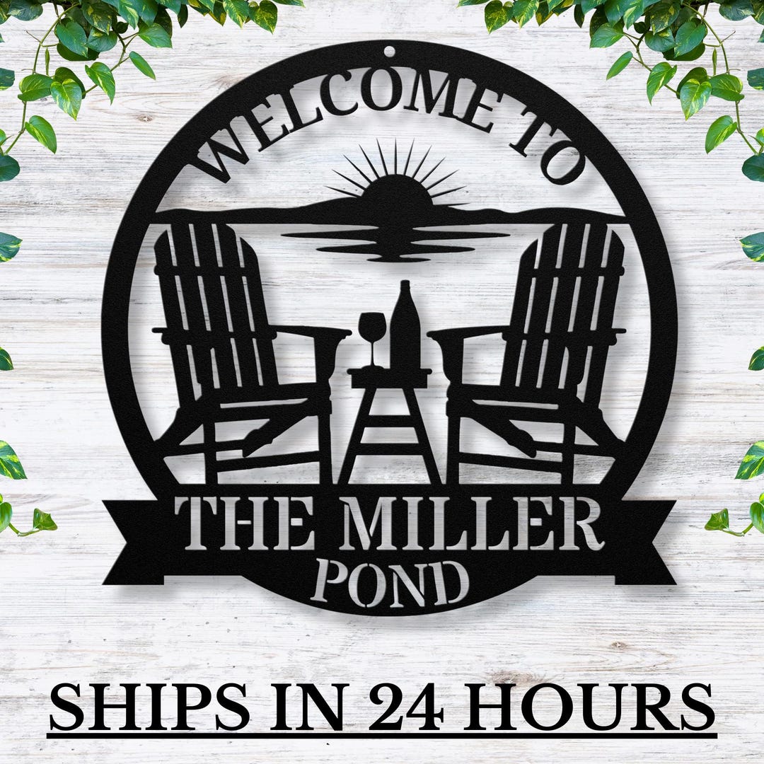 Personalized Metal Pond Sign / Custom Garden Name Plaque / Outdoor ...