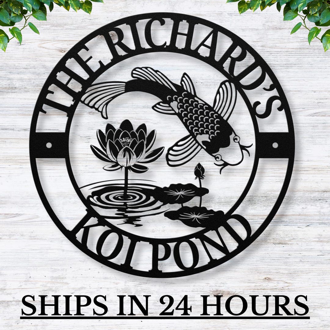 Personalized Metal Koi Pond Sign, Custom Outdoor Pond Decor, Koi Fish ...