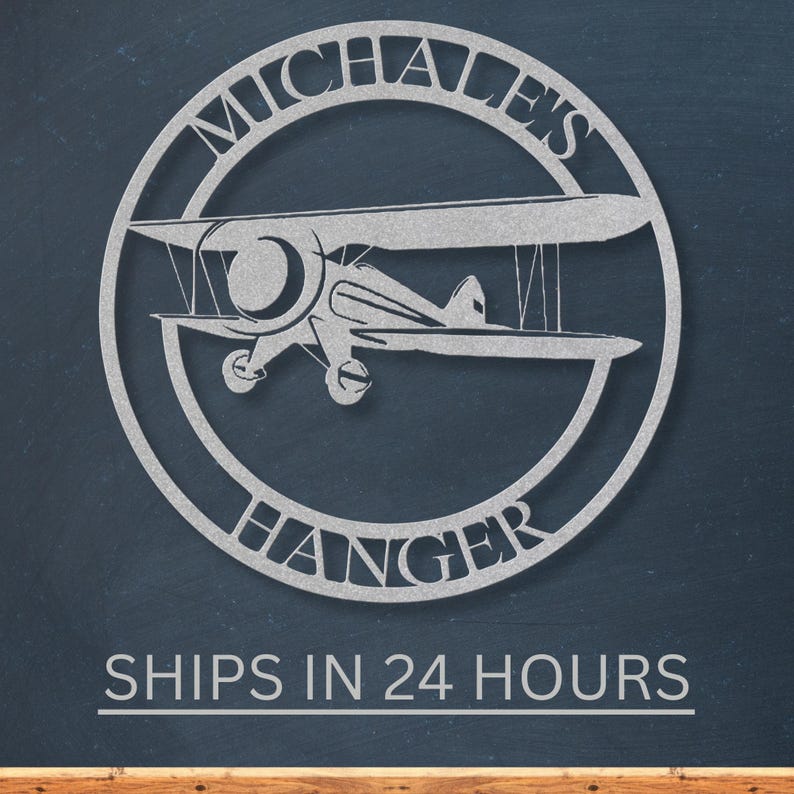 Custom Metal Airplane Hangar Sign / Personalized Pilot Name Sign ...