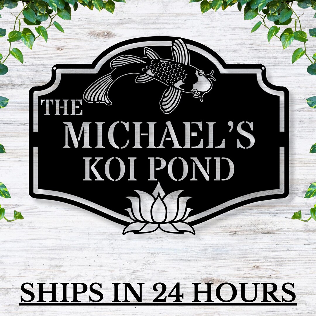 Personalized Metal Koi Pond Sign – Custom Name Koi Fish Garden Decor ...