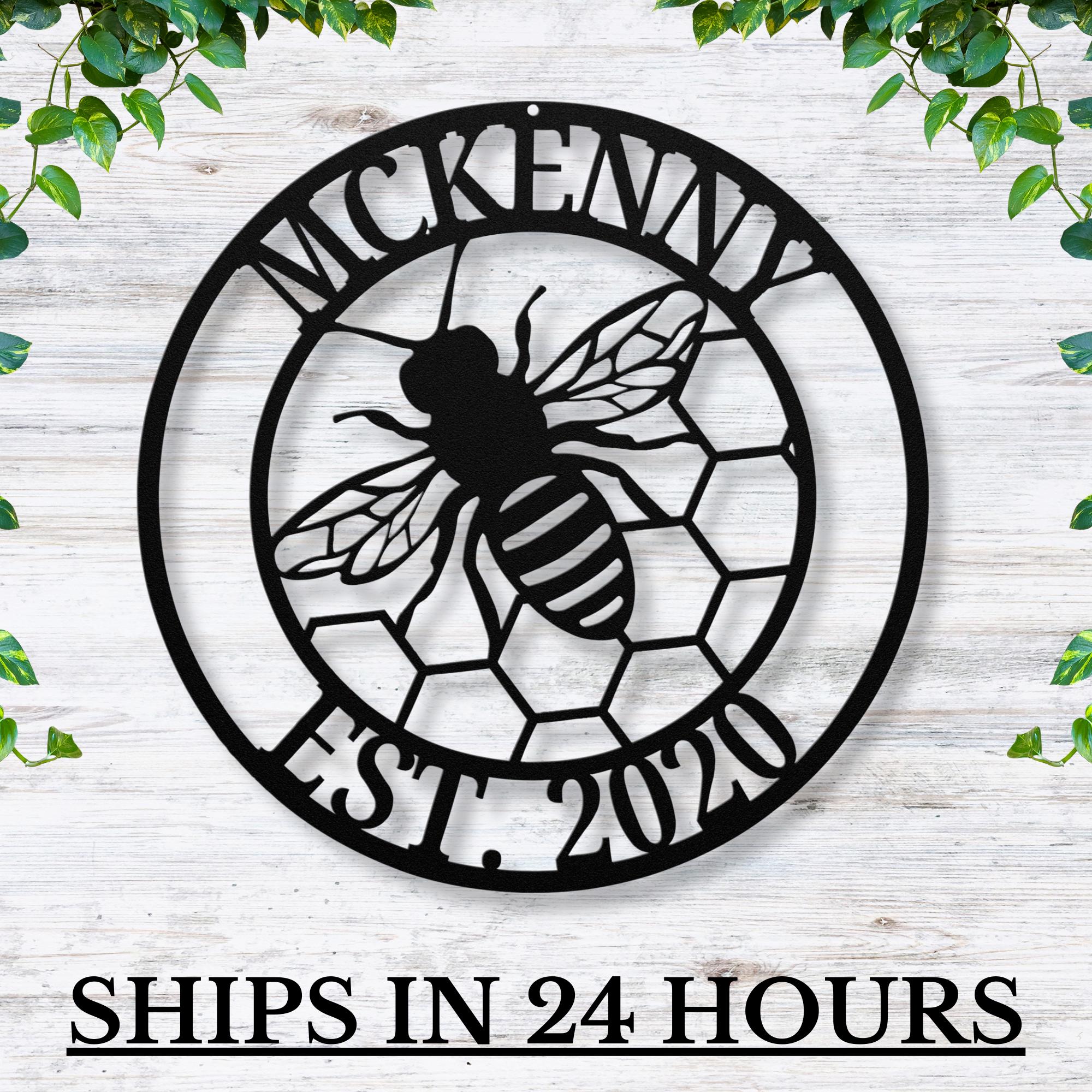 Personalized Honey Bee Sign – Custom Metal Bee Decor, Garden Sign, Gift ...