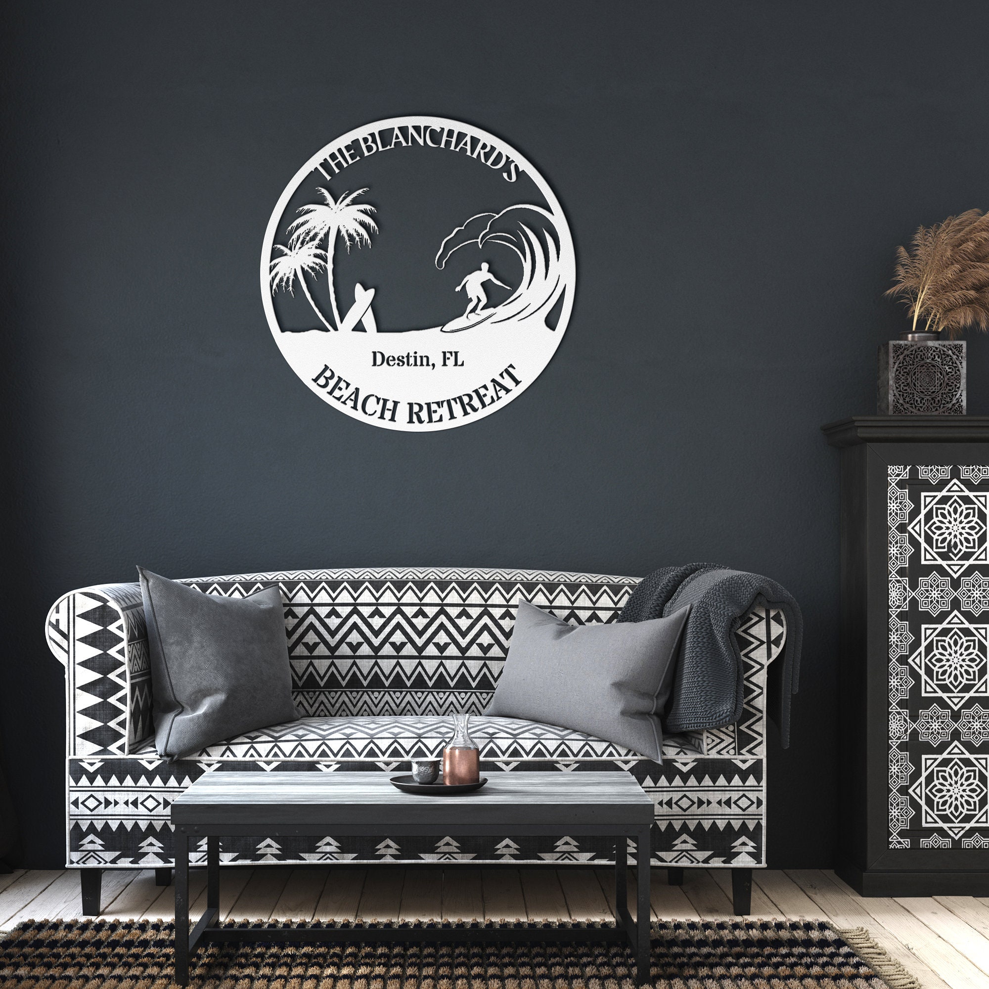 Personalized Metal Beach House Sign - Custom Coastal Wall Art | Rust ...