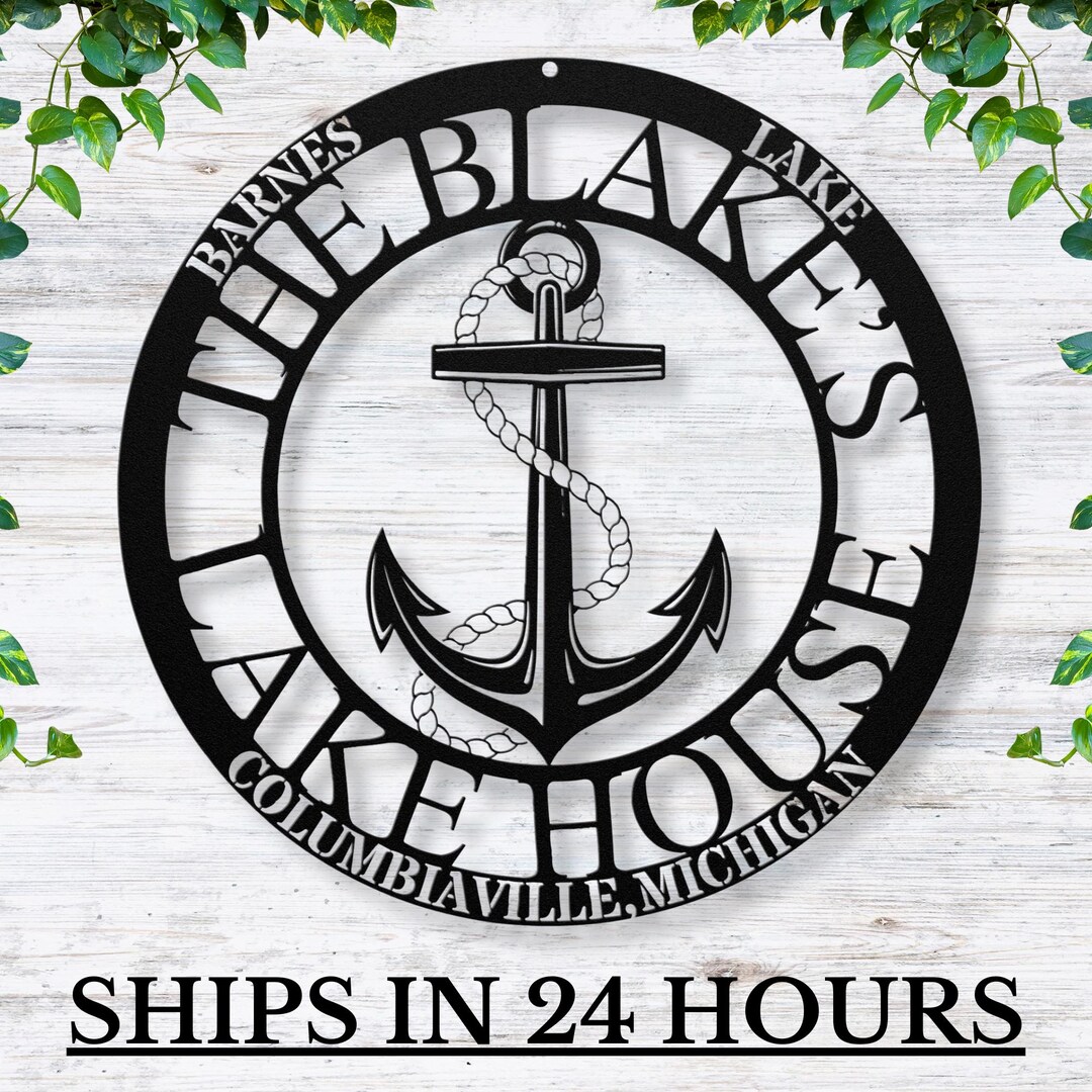 Personalized Metal Wall Art - Custom Name Sign - Anchor Nautical Decor ...